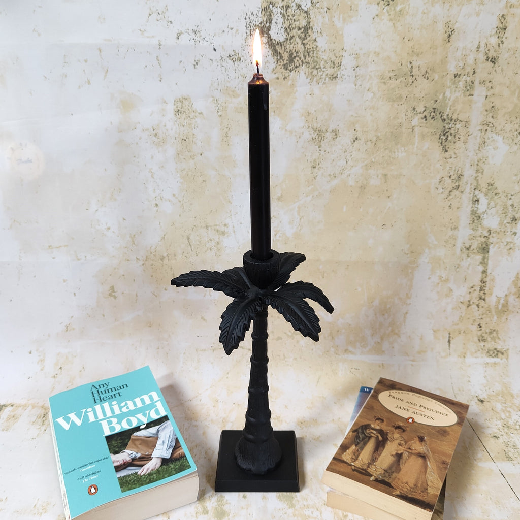 Taxa Black Palm Tree Candlestick (inc candle!) – Snowbunting